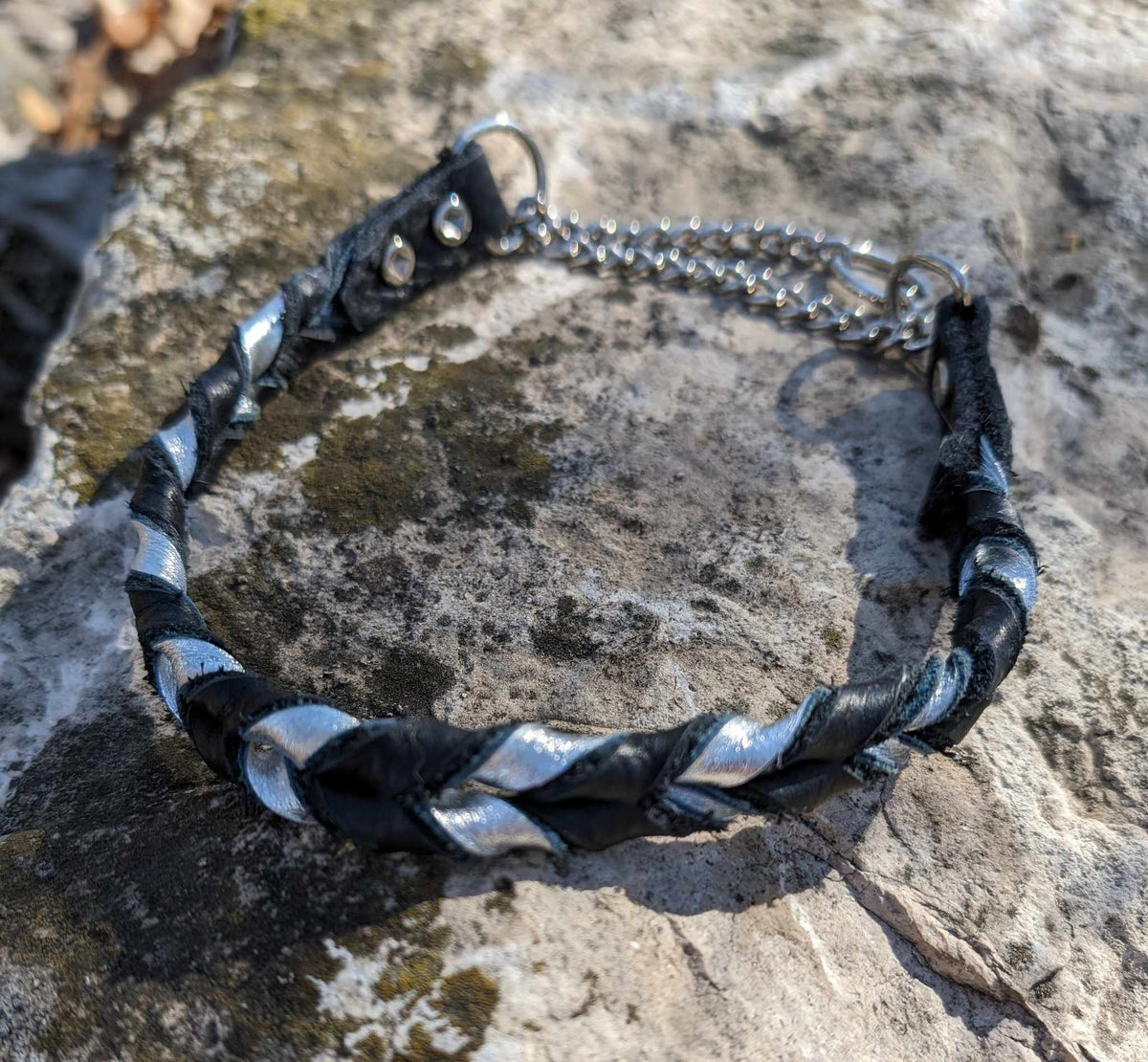 Braided Metallic Leather Non Adjustable Martingale Collars | Pro-Mohs ...