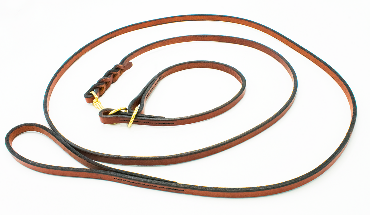 English Bridle Leather Braided Snap Lead | Pro-Mohs Canine Supply